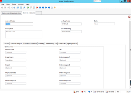 SunSystems - Chart of Accounts and Analysis Facilities